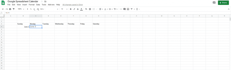 How to Create a Calendar in Google Sheets - Calendar